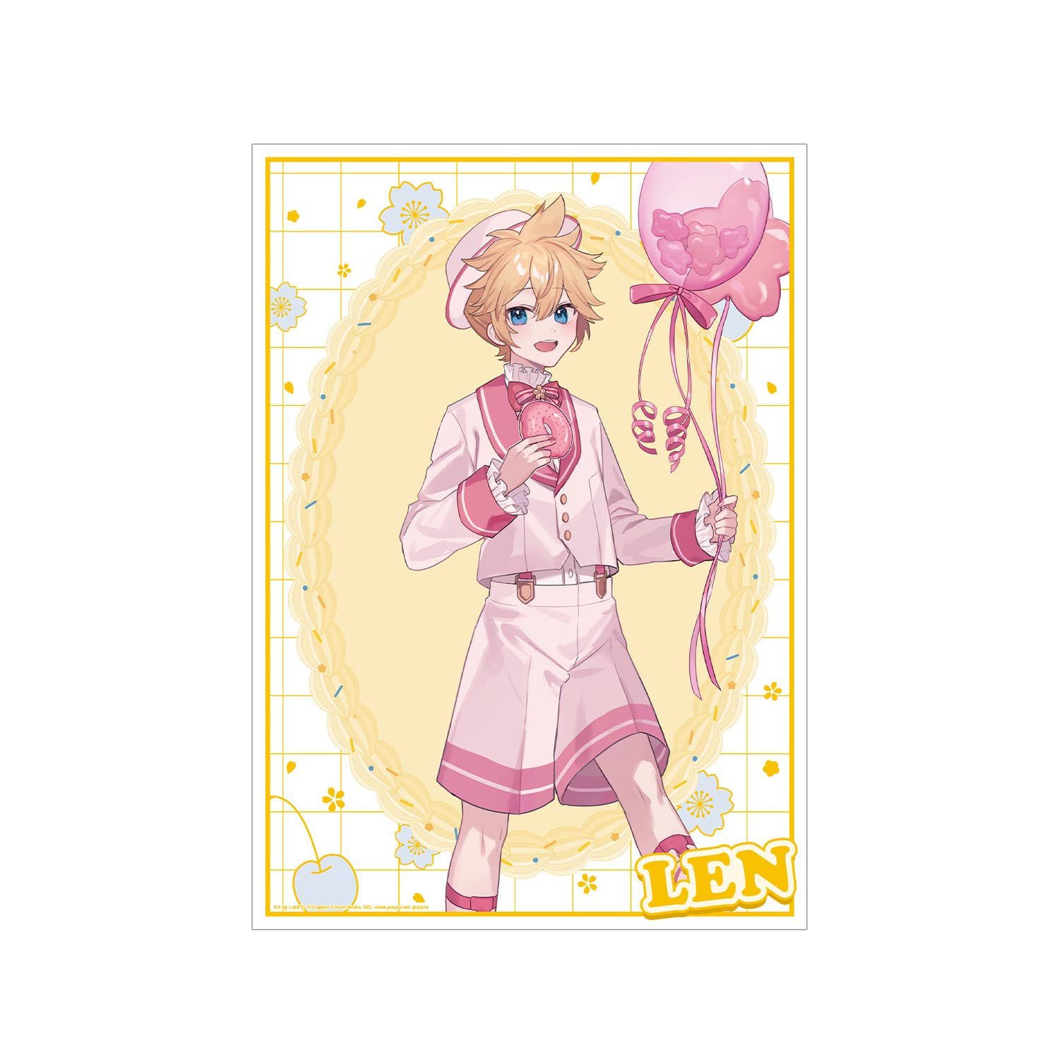 Sakura Miku Newly Drawn Kagamine Len Cherry Blossom Party ver. Art by Shugao A3 Matte Processing ...