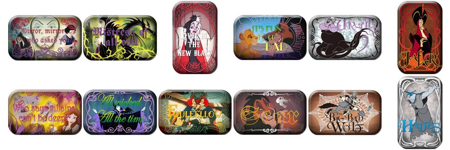 Disney Villains: Square Can Badge Collection: 1Box (12pcs) | HLJ.com