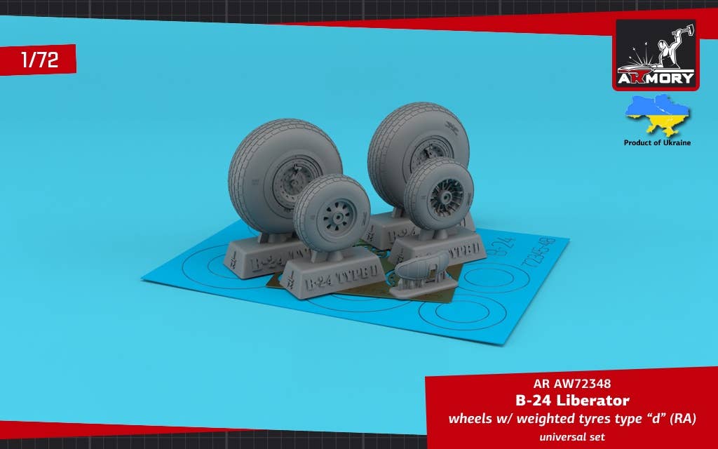 B-24 Liberator wheels w/ weighted tyres type d (RA), 2 types nose ...