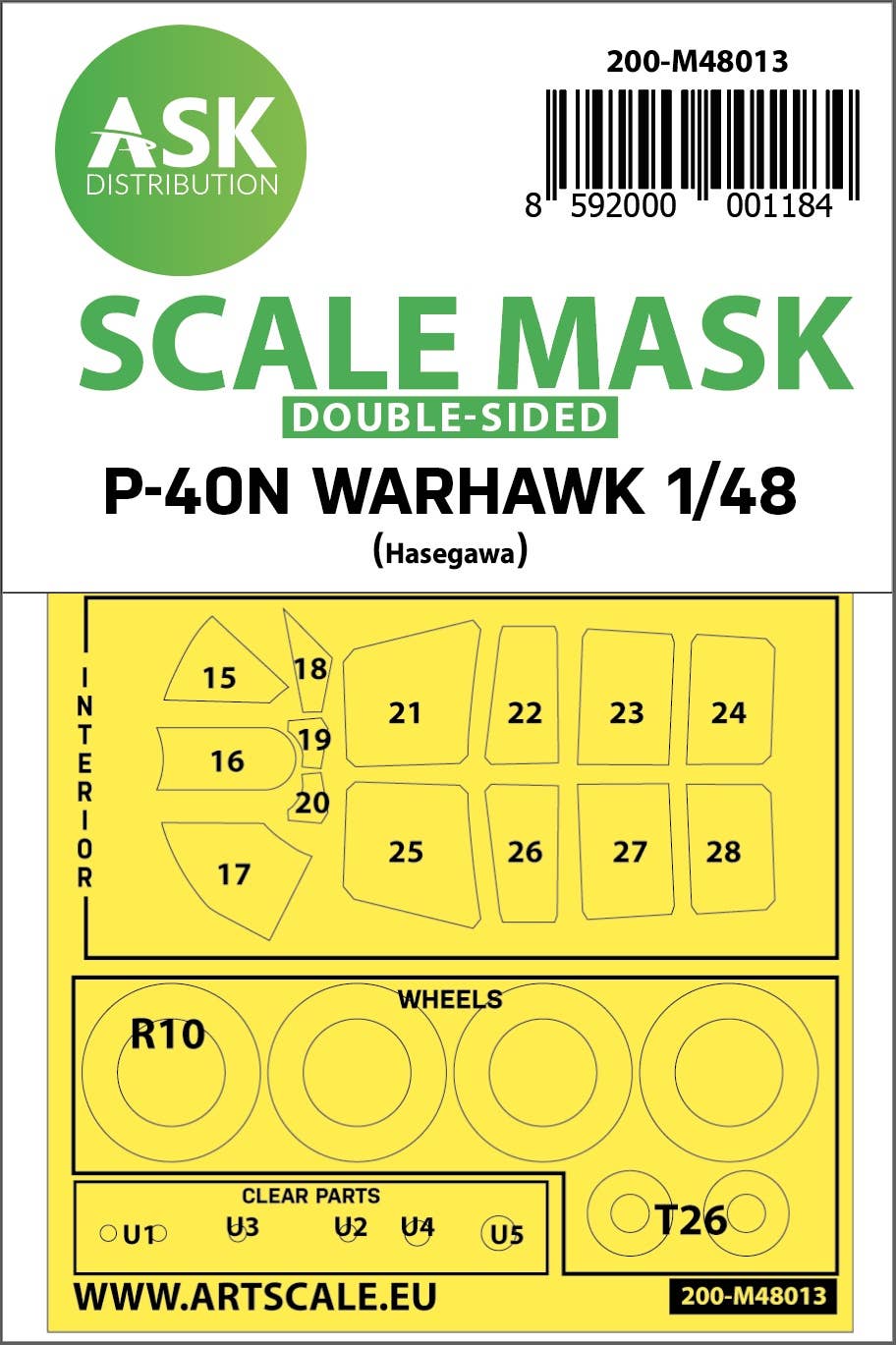 P-40N Warhawk double-sided painting Scale Mask for Hasegawa / Hobby2000 ...