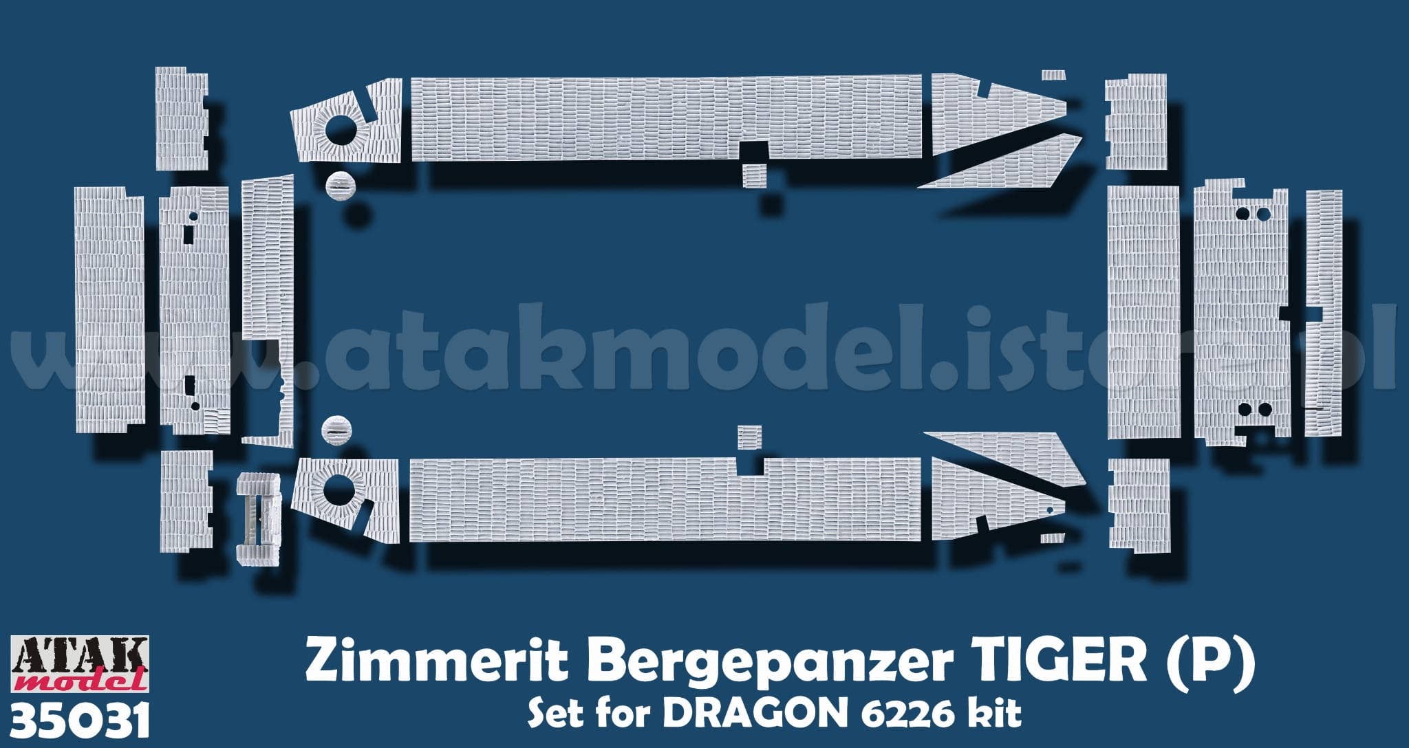 WWII Germany Bergetiger (P) Recovery Tank Zimmerit Set (for Dragon 6226 ...
