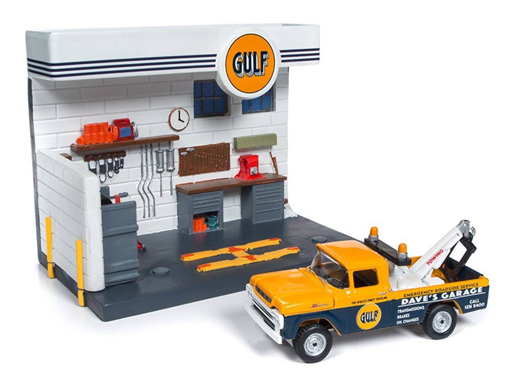 Johnny Lightning Dioramas Gulf Service Station Diorama with 1959 Ford F ...