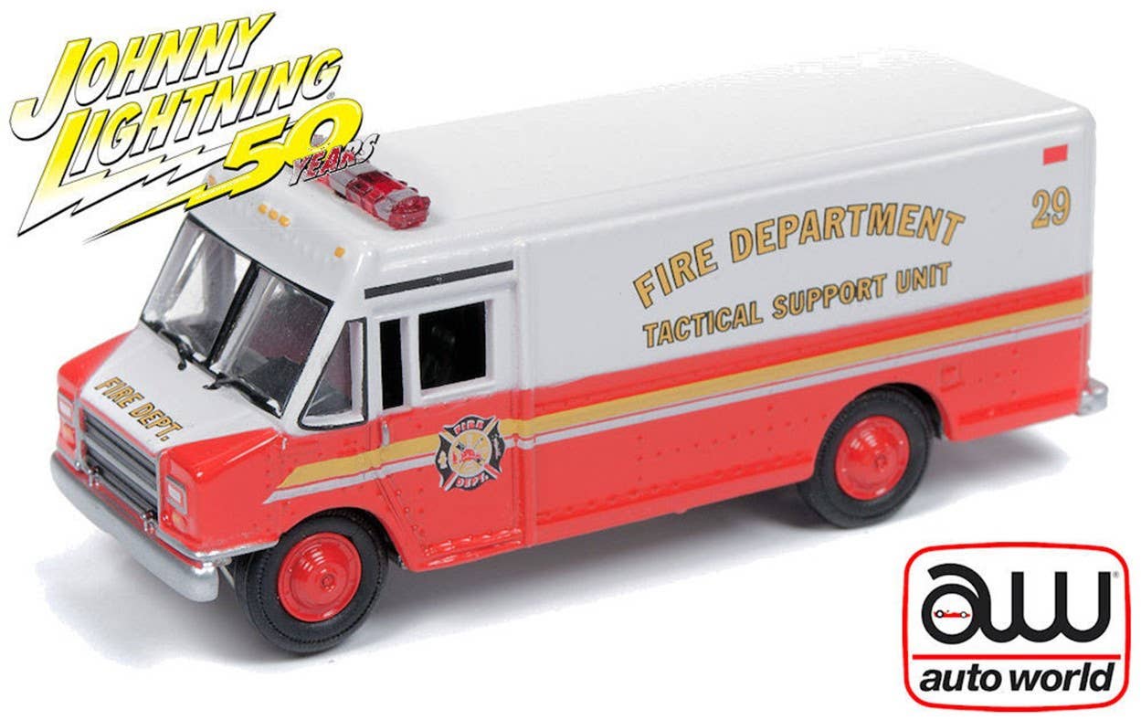 Johnny Lightning 1990 GMC Step Van Delivery Truck in Red & White Fire ...