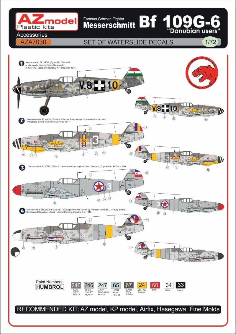Bf 109G-6 Danubian Users 4 x Decal | HLJ.com