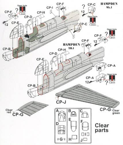 H.P.Hampden Mk.I/TB.I Clear Parts (for Valom) | HLJ.com