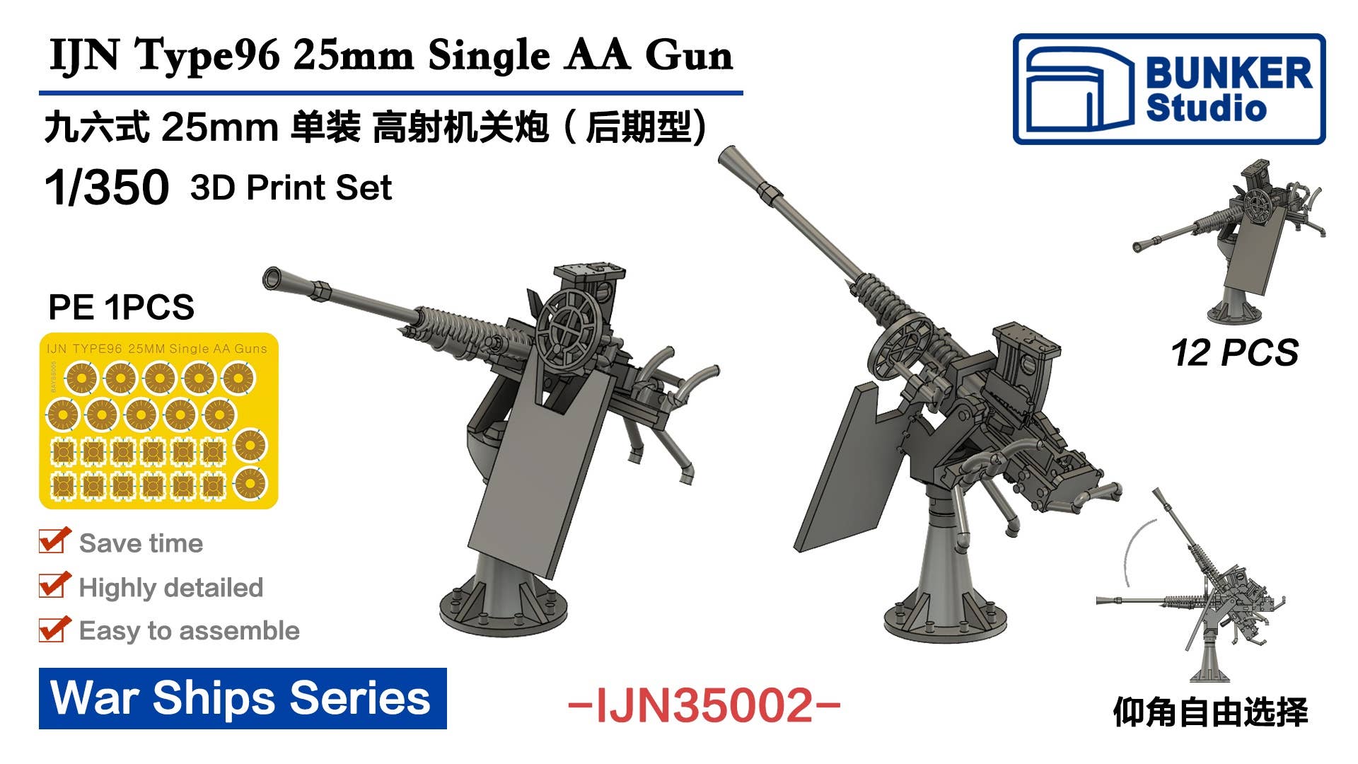IJN Type96 25mm Single AA Gun (Late Type) with Shield | HLJ.com