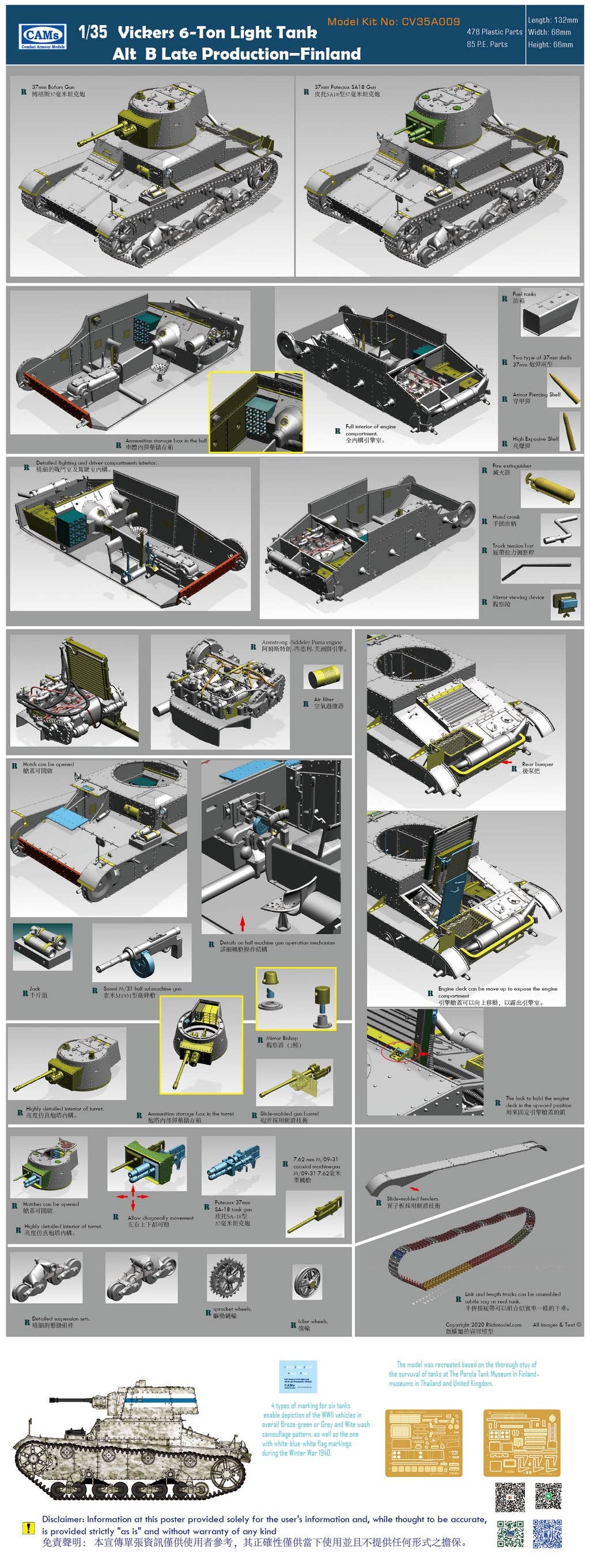 Vickers 6t Light Tank B Type Fin Army Remodeling, Late Type with ...