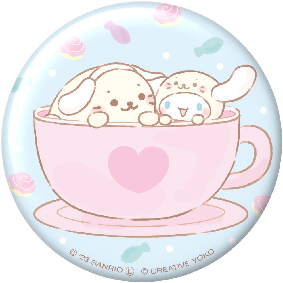 Sirotan x Sanrio characters: Punipuni Can Badge / Sirotan x Cinnamoroll ...