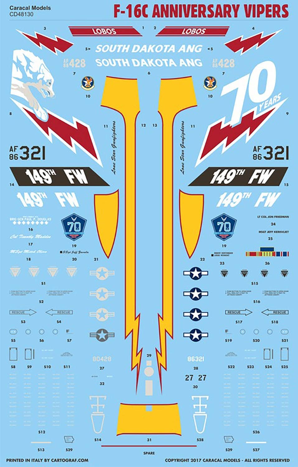 US Air Force F-16C Anniversary Vipers Decal | HLJ.com