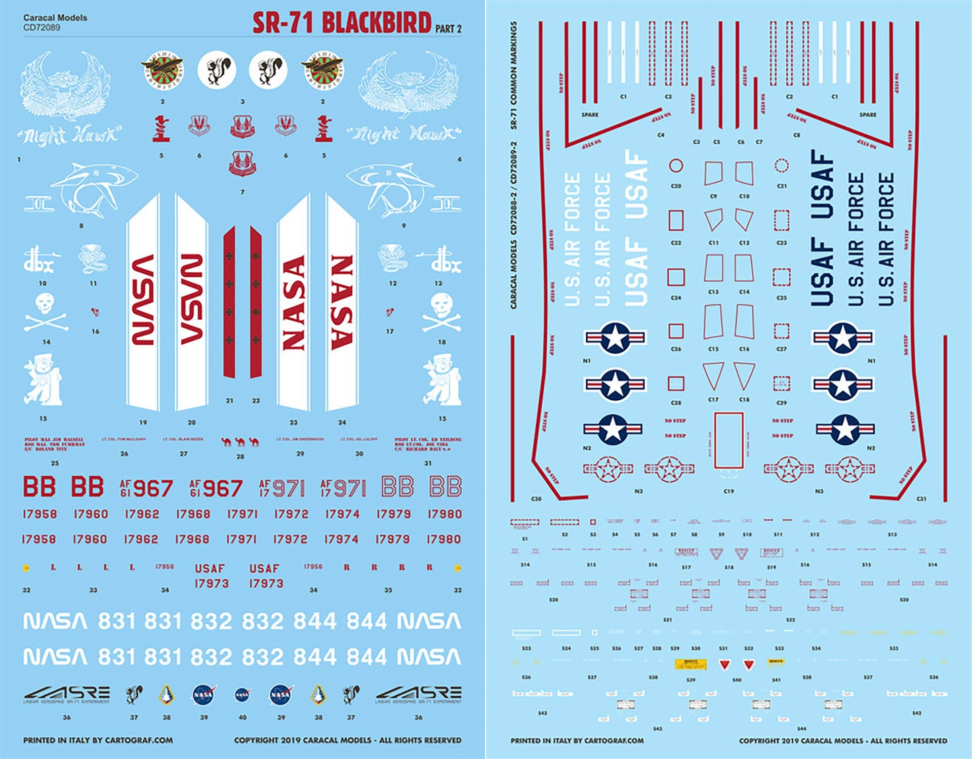 US Air Force SR-71 / YF-12 Blackbird Part 2 Decal | HLJ.com