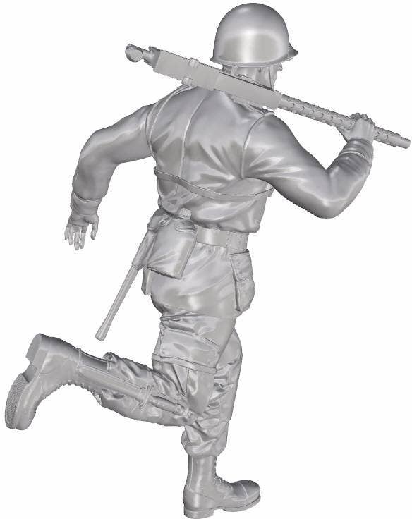 US WW2 Soldier (101 Airborne) Running with M2 Machine Gun Over His ...