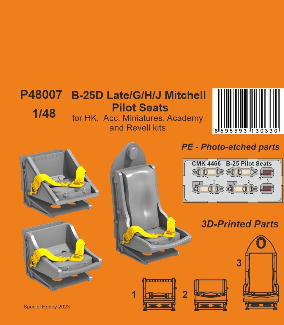 B-25D Late/G/H/J Mitchell Pilot Seats / for HK, Acc. Miniatures, Academy and Revell kits | HLJ.com