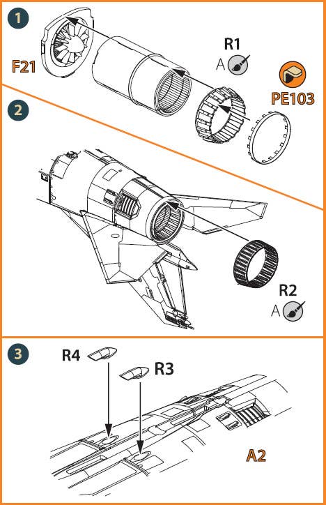 MiG-23ML, MLD, P, MLAE Exhaust and air scoops for CP kits | HLJ.com