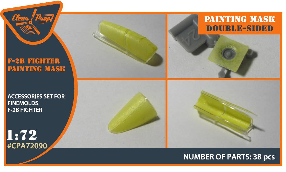 F-2B Fighter double-sided painting mask on yellow kabuki paper for ...