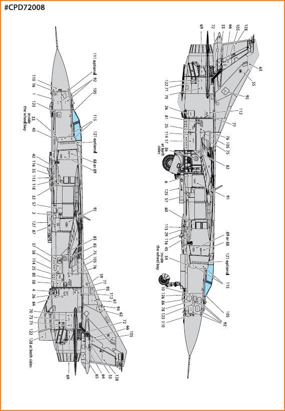 MiG-23ML, MLA, MLD, P, MLAE standard stencils for CP kits and other ...