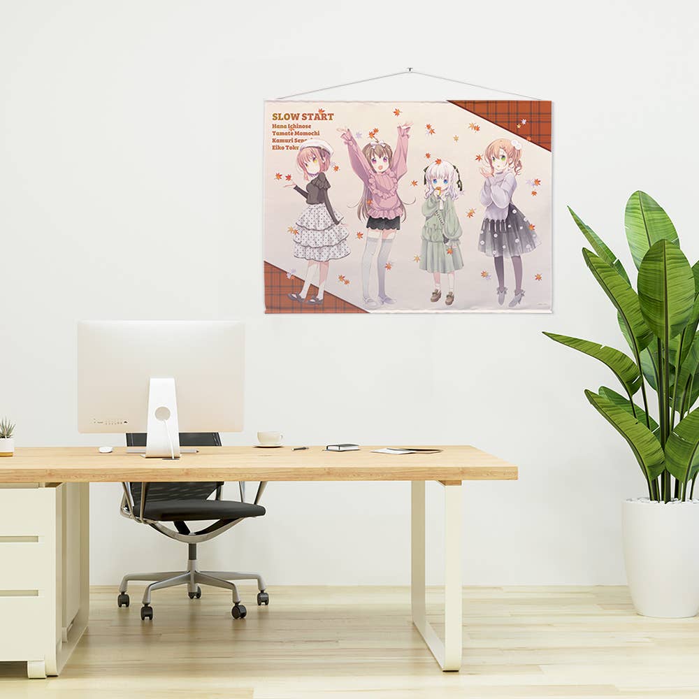 Slow Start: Hana & Tamate & Eiko & Kamuri Horizontal 100cm Tapestry ...