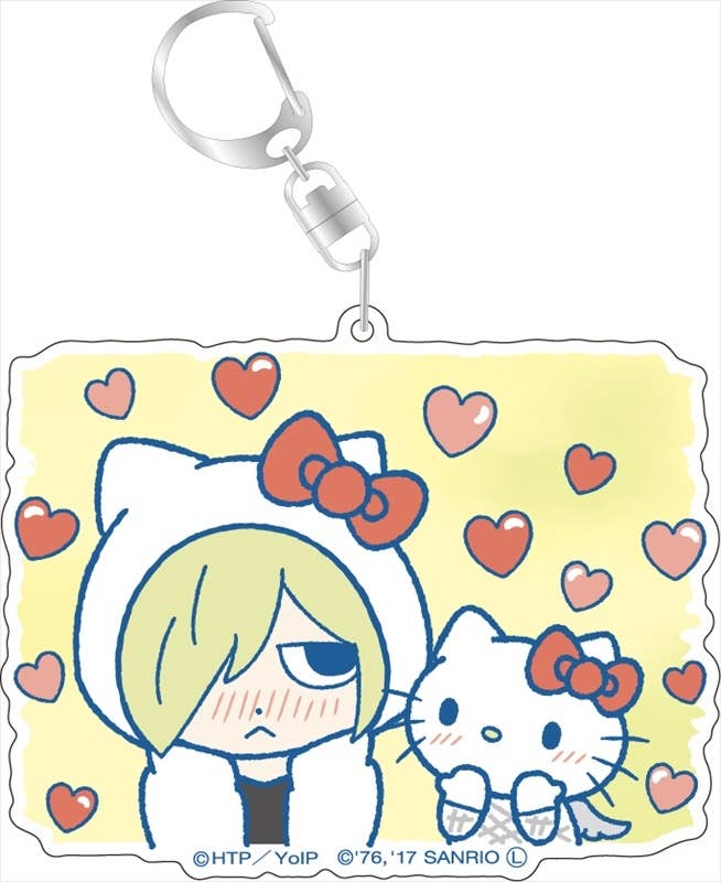 Yuri on Ice x Sanrio Characters Big Keychain Yuri & Hello Kitty Stamp ...