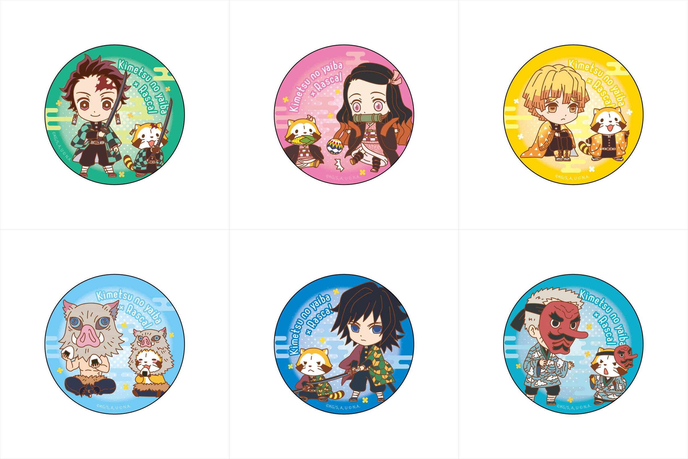 Demon Slayer: Kimetsu no Yaiba x Rascal: Can Badge 1Box 6pcs | HLJ.com