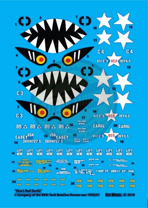 Korean War US M4A3E8 Rice's Red Devils Decal Set M4A3E8 | HLJ.com