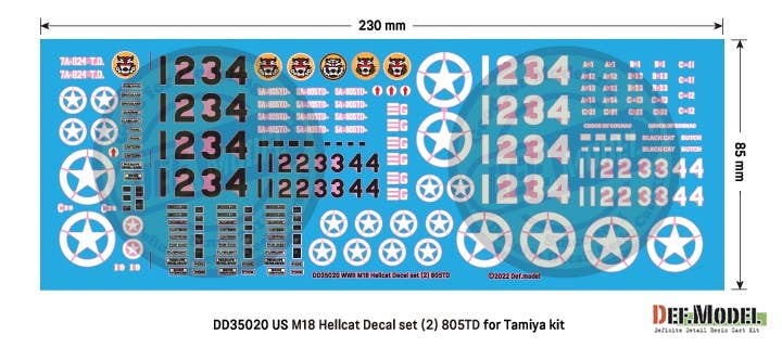 WWII US M18 Hellcat 805TD Decal set 2 (M18 Hellcat kit) | HLJ.com