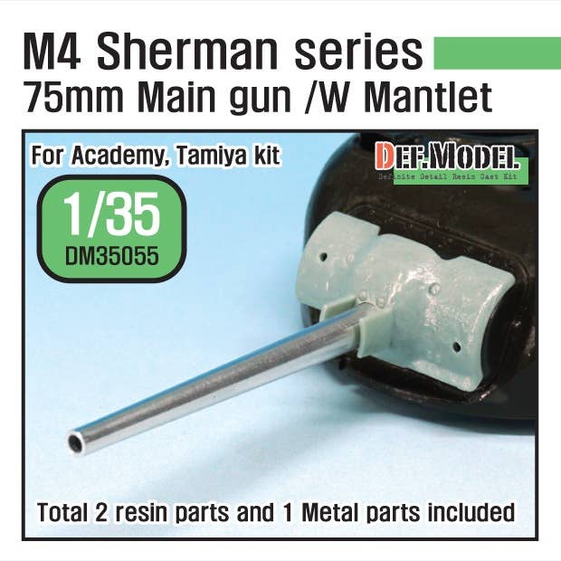 US M4 Sherman 75mm Metal barrel w/Late Mantlet Set (Academy,Tamiya ...