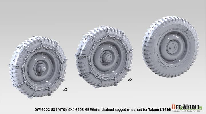 WW2 US 1/4 ton G503 Utility Truck Chained Wheel set (for Takom) | HLJ.com