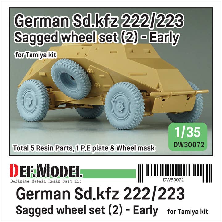 WW2 German Sd.kfz 222/223 Sagged wheel set(2) - Early (for Tamiya ...