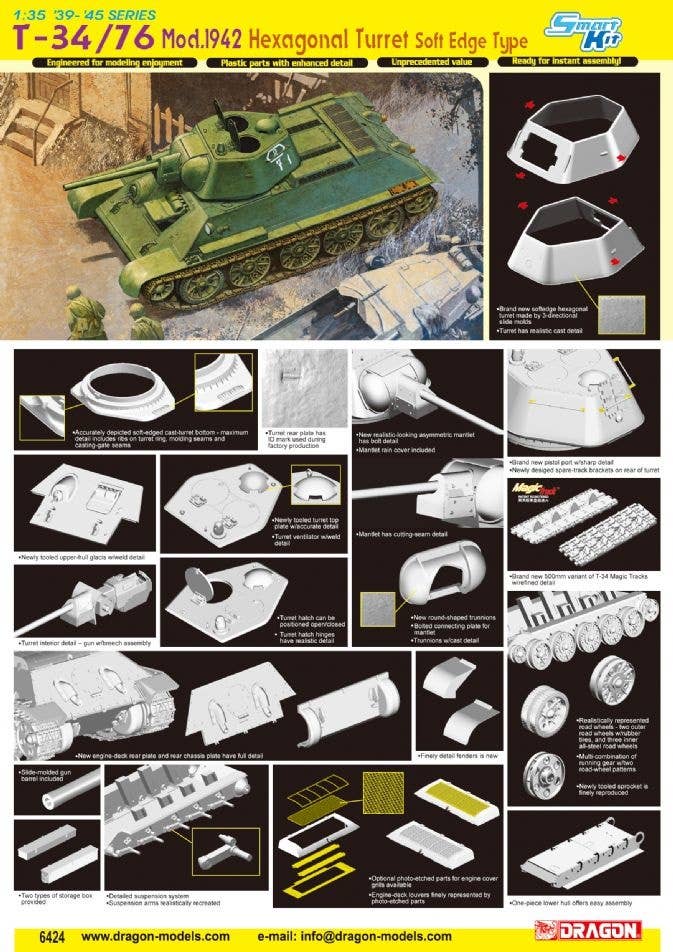 T-34/76 Mod.1942 Hexagonal Turret Soft Edge Type Smart Kit | HLJ.com