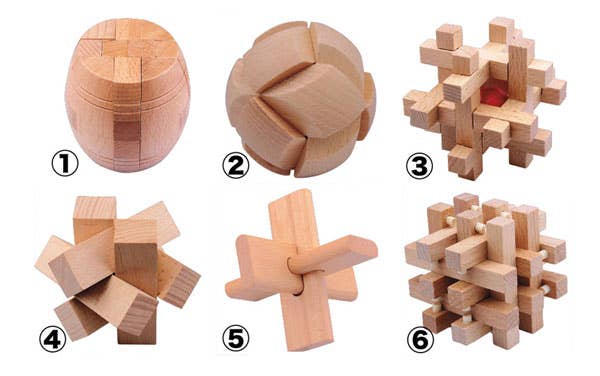 Wooden Solid Puzzle Dai-Tensai Red Box 1Box 6pcs | HLJ.com