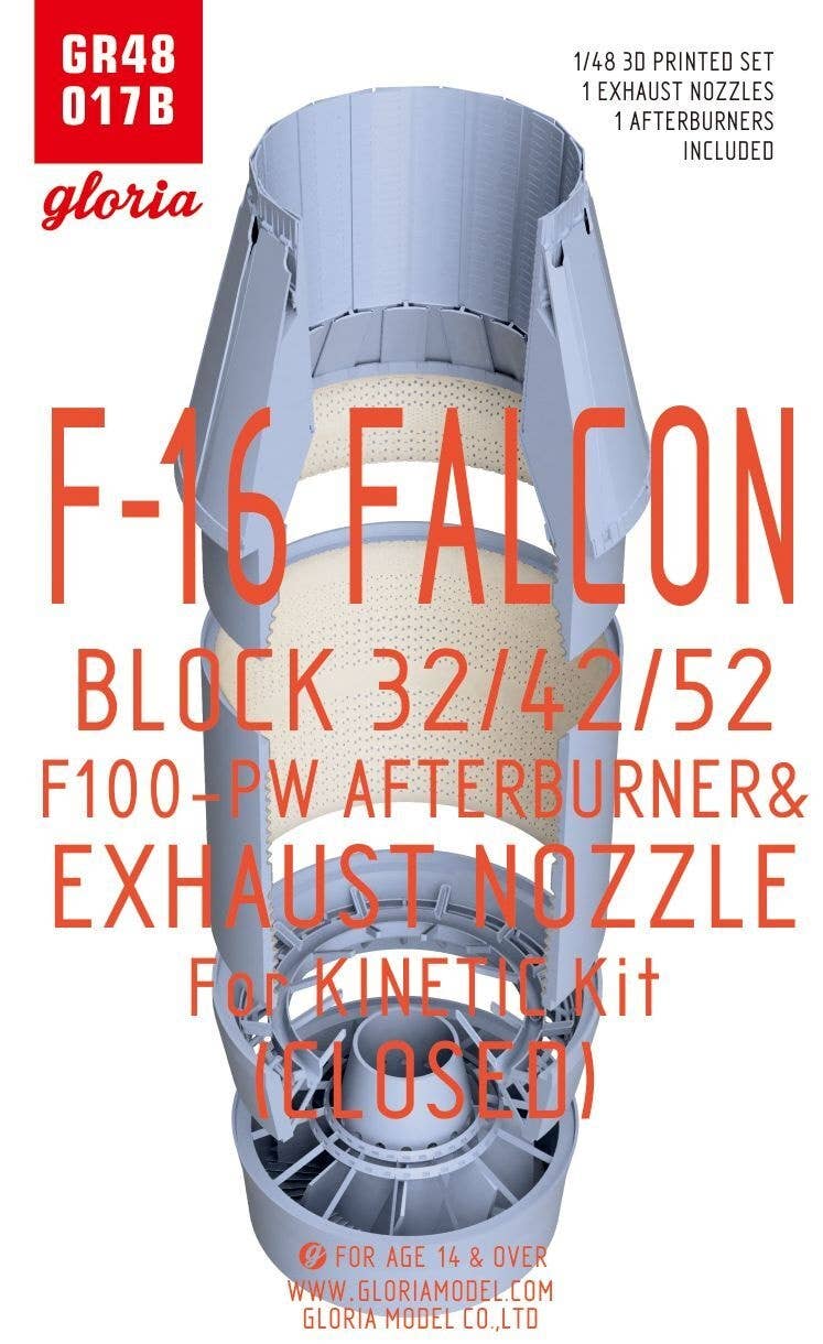 US USA F-16C Block 32/42/52 F100-PW Afterburner & Exhaust Nozzle Closed ...