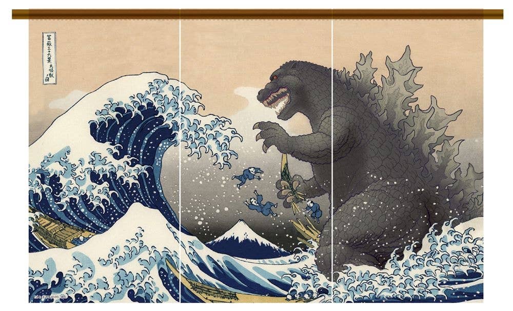 Godzilla: Noren "36 Views of Mount Fuji & Giant Monster" Ecru | HLJ.com