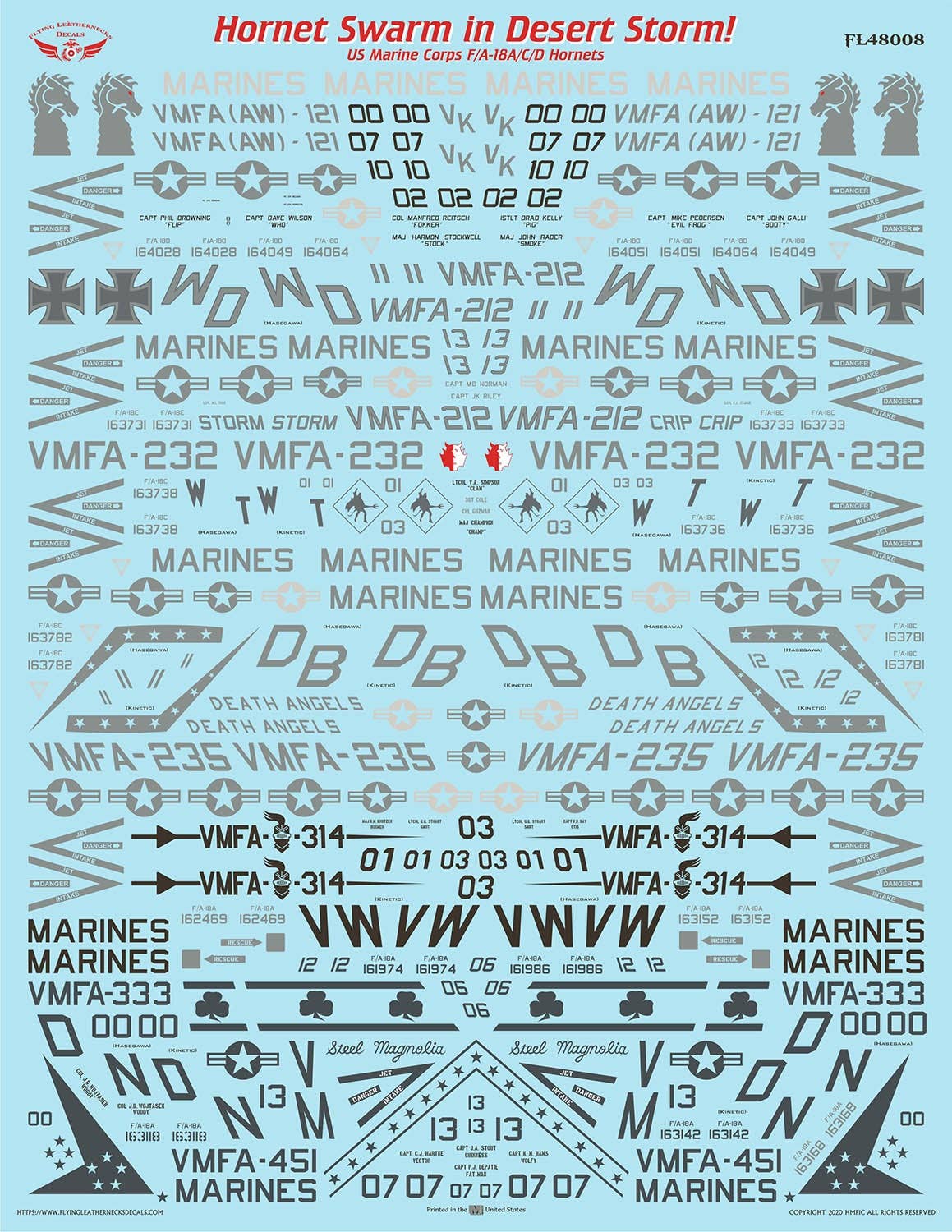 US Marine Corps F / A-18A / C / D Hornet Swarm In Desert Storm Decal ...