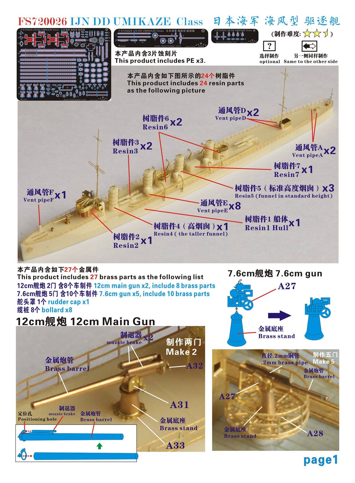 IJN Umikaze Class Destroyer Resin Model Kit | HLJ.com