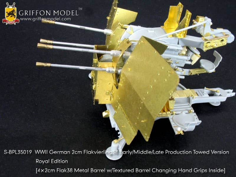 WW.II German 2cm Flakvierling 38 Photo-Etched Parts & Metal Gun Barrel ...