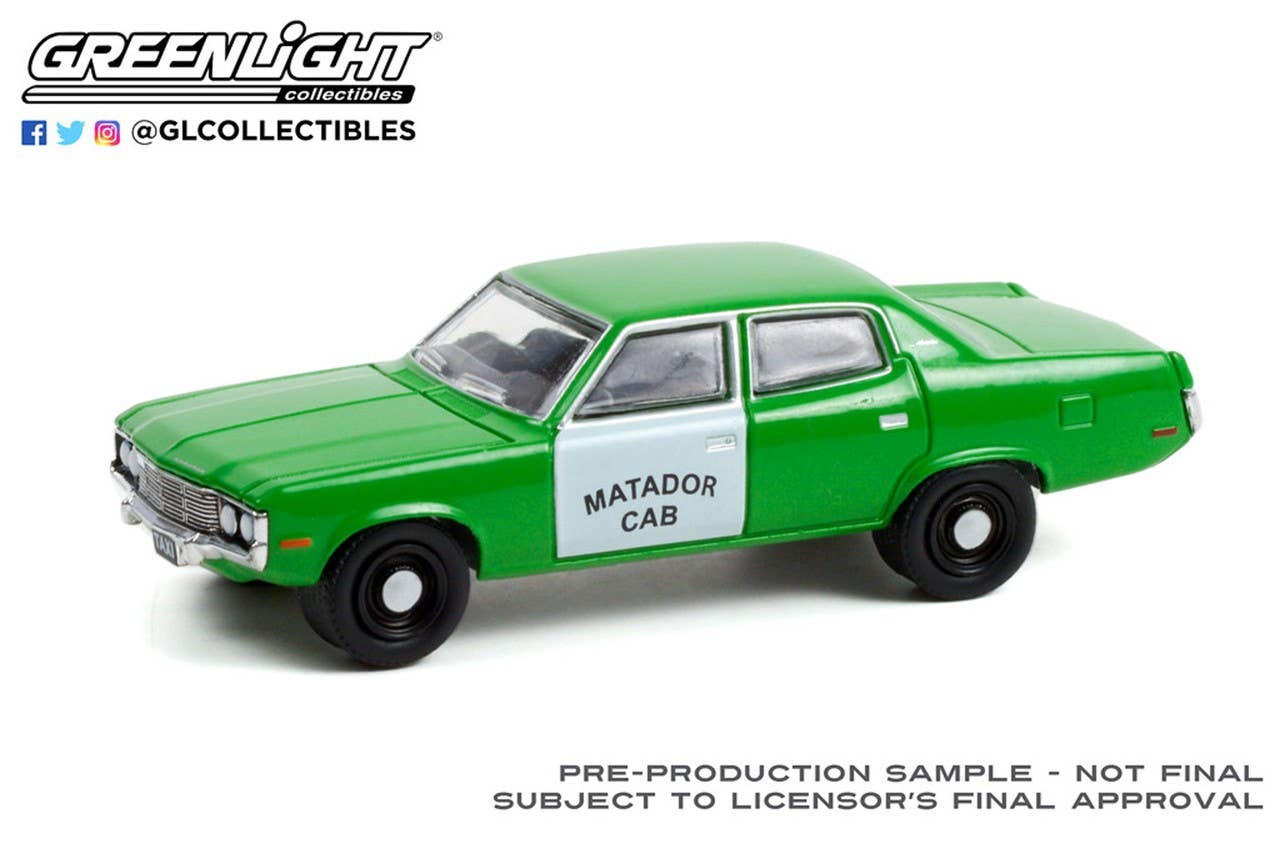 GreenLight 1973 AMC Matador - Matador Cab Fare-Master - Green and White ...
