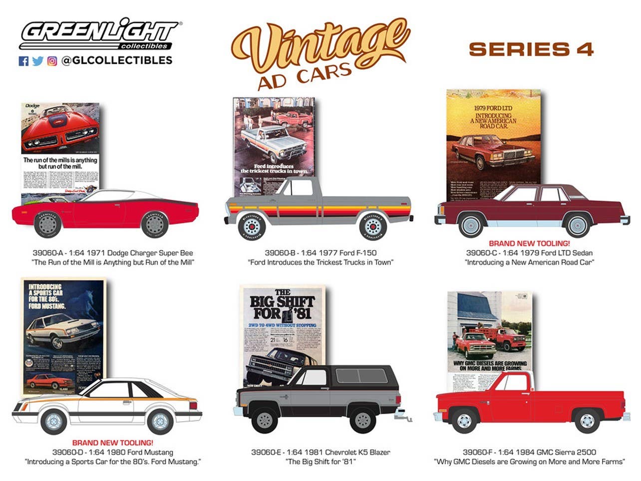 GreenLight Vintage Ad Cars Series 4: 1Box 6pcs | HLJ.com