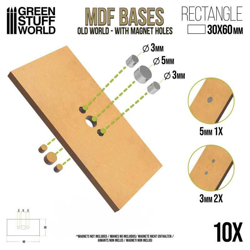 MDF Old World Rectangular Base Set (Height 30mm x Width 60mm) 10 pcs ...