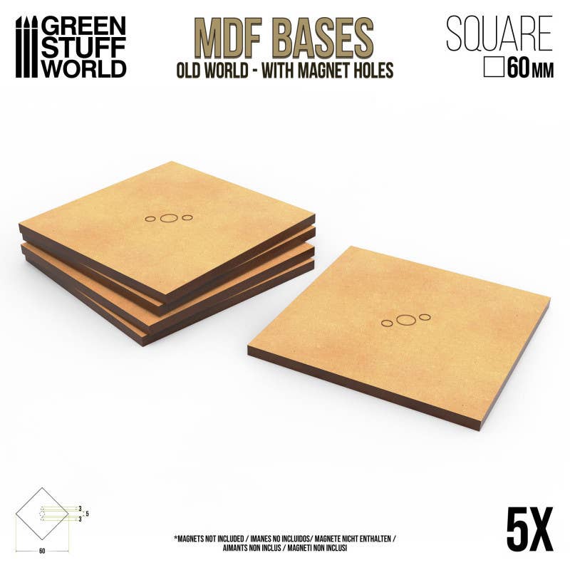 MDF Old World Square Base Set (Height and Width 60mm) 5 pcs | HLJ.com
