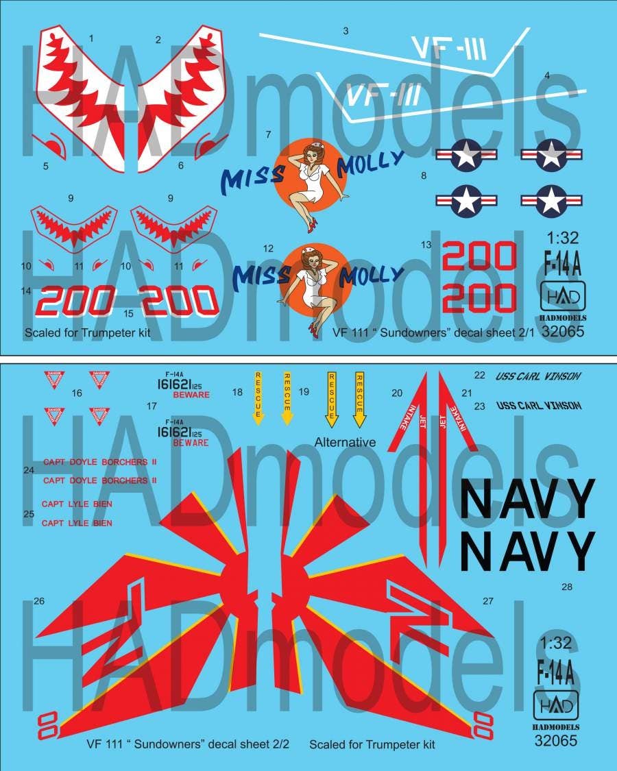 F-14A Miss Molly 32065 and 32062 with Stencils (3 sheets) (for ...