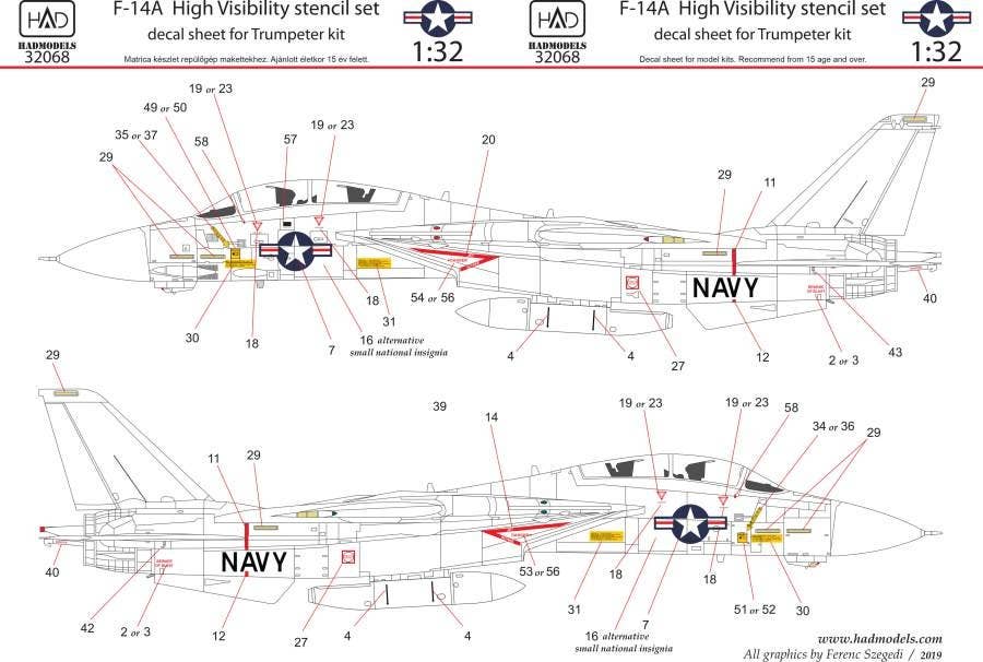 F-14A Miss Molly 32065 and 32062 with Stencils (3 sheets) (for ...
