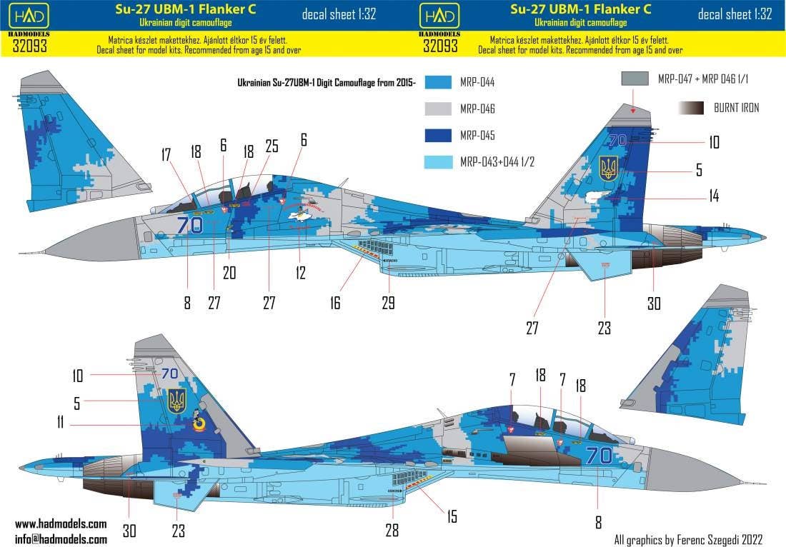 Ukrainian Su-27UBM-1 Flanker C Flanker B Marking decal | HLJ.com