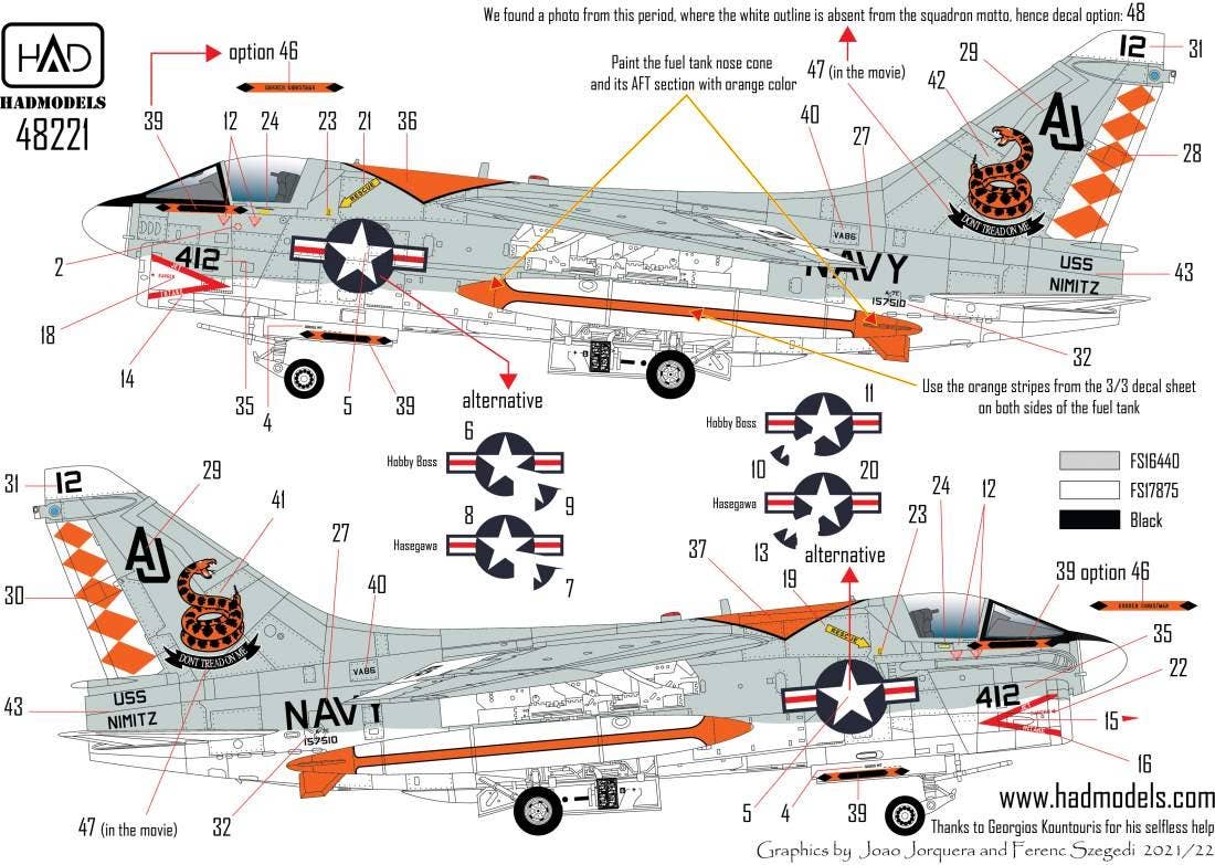 A-7E VA-86 Corsair Sidewinders "Final Countdown" Collection Decals ...