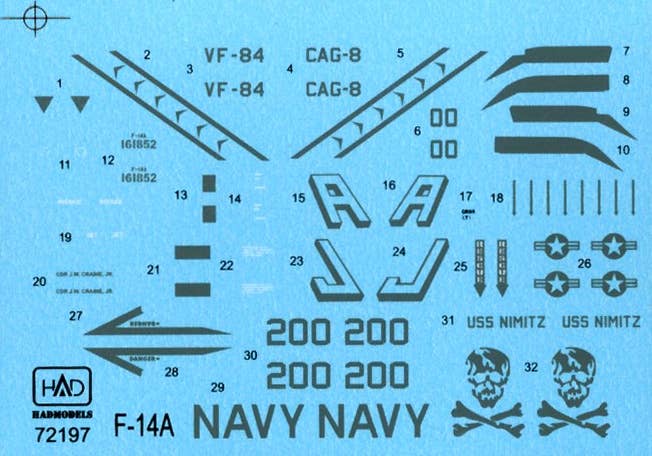 F-14A VF-84 Jolly Rogers Low Visibility USS NIMITZ Decal Sheet | HLJ.com