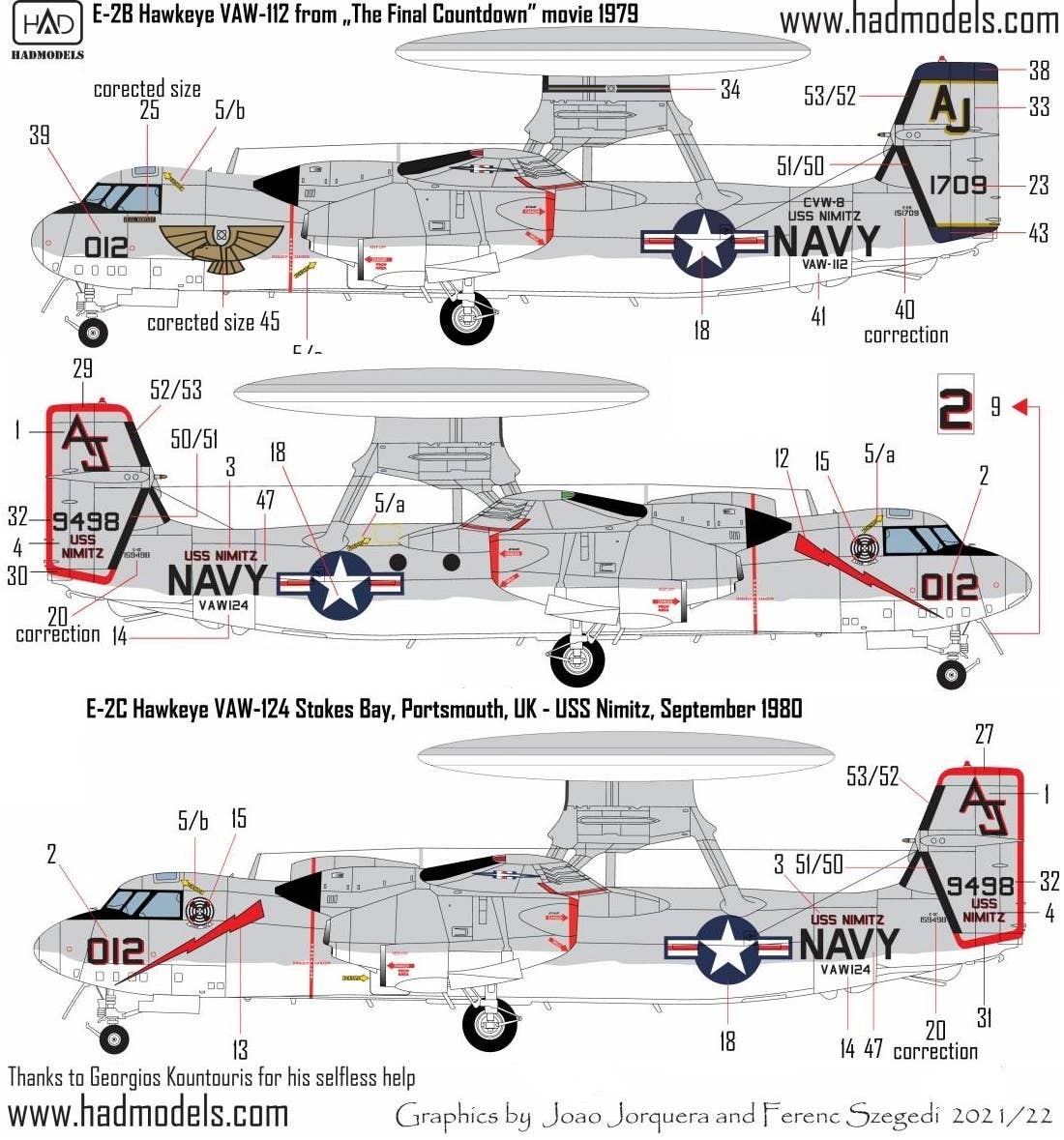 E-2C/B Hawkeye The Final Countdown collection decal sheet | HLJ.com