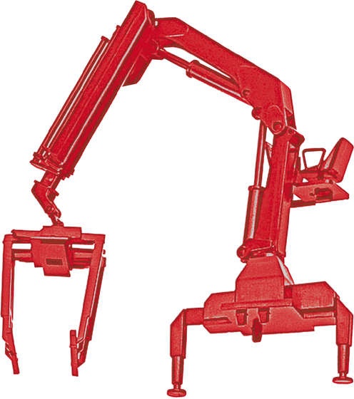 Hiab Crane With Pallet Forks Red