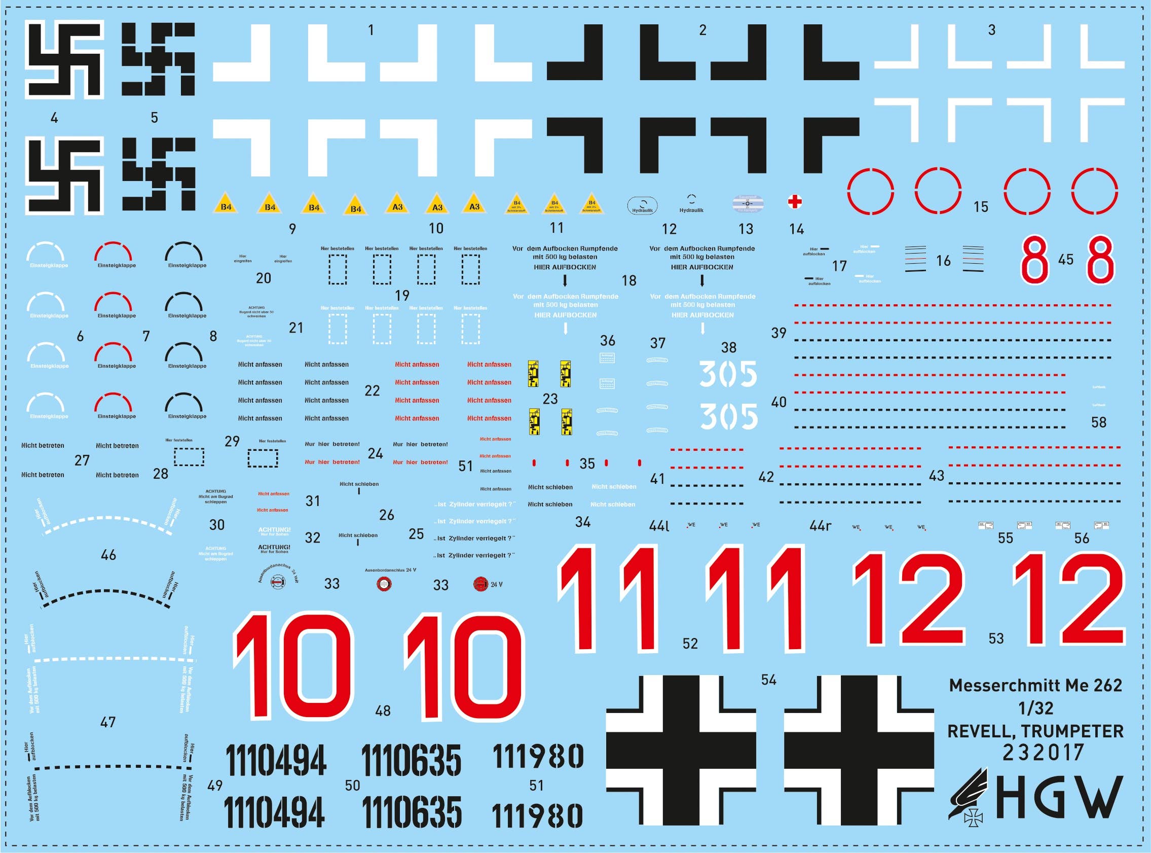 Messerschmitt Me 262 Stencils | HLJ.com