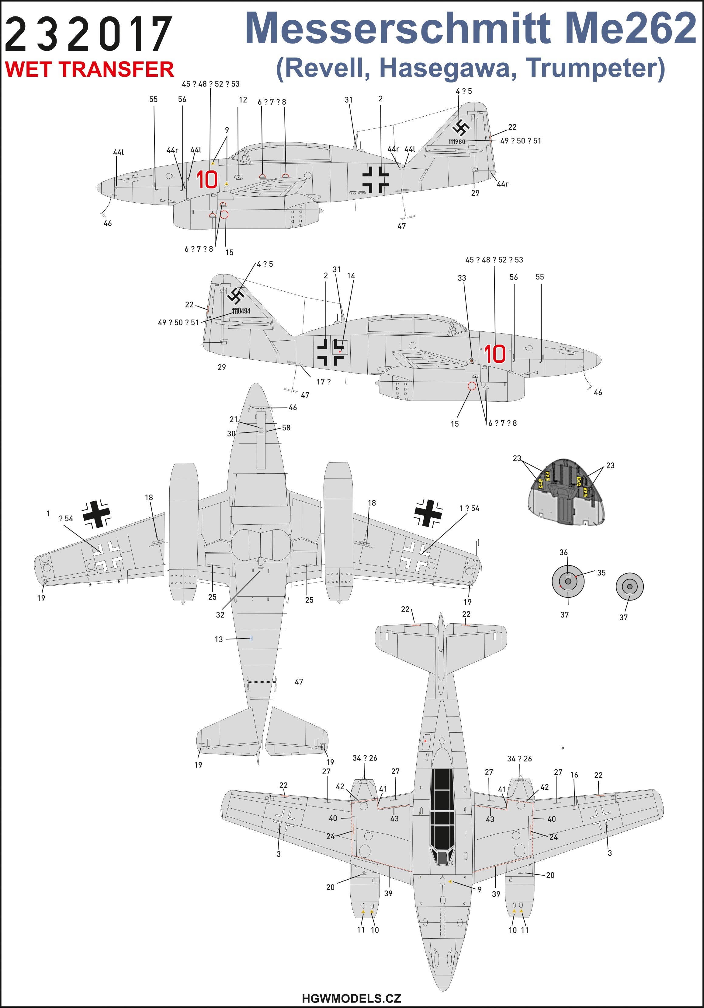 Messerschmitt Me 262 Stencils | HLJ.com