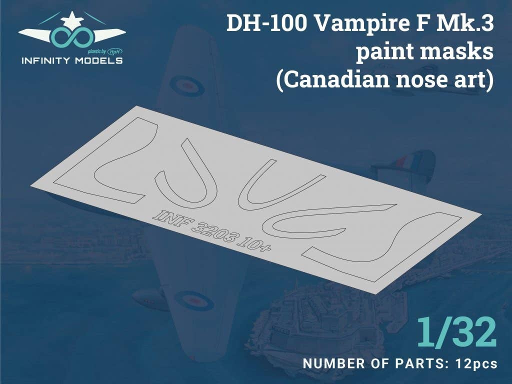DH-100 Vampire F Mk.3 paint masks (Canadian nose art) (for INFINITY ...