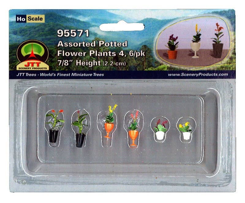 Assorted Potted Flower Plants HO Scale (6pcs) | HLJ.com