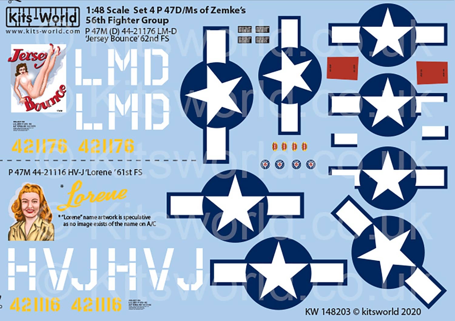 WW.II US Forces P-47D Thunderbolt Razorback 56th Fighter Group Decal ...